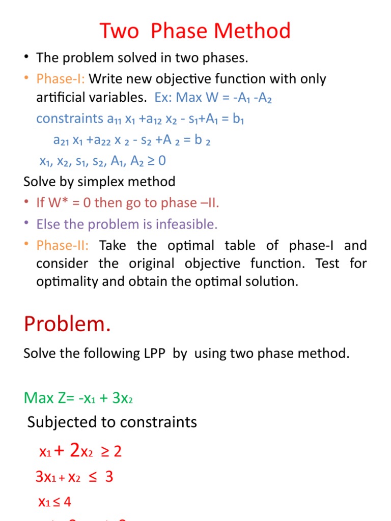 Two Phase Method | PDF | Mathematical Optimization | Mathematical Logic