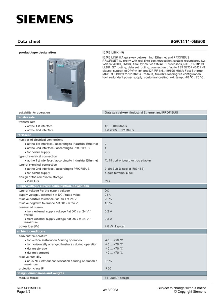 6GK14115BB00 Datasheet en | PDF | Electronics | Physical Layer Protocols