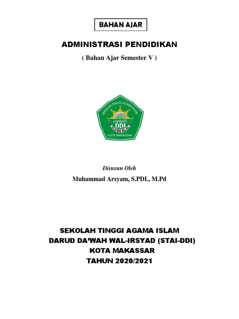 Bahan Ajar Administrasi Pendidikan 2020 | PDF