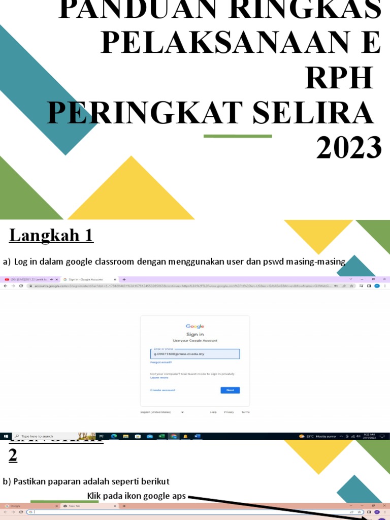 Panduan Ringkas Pelaksanaan e RPH | PDF