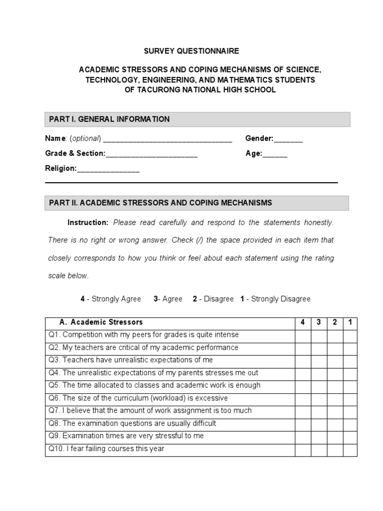 Survey Questionnaire Final Update | PDF | Cognition | Psychology