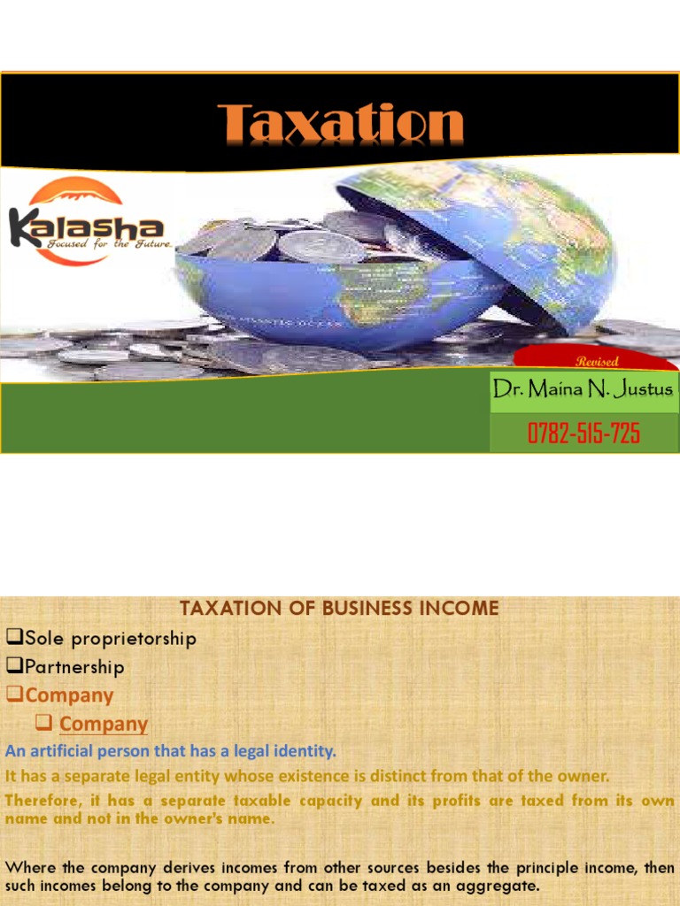 Taxation: Dr. Maina N. Justus | PDF | Expense | Taxes