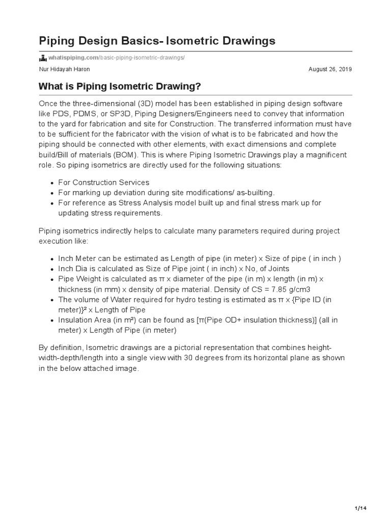 Piping Design Basics- Isometric Drawings | PDF | Pipe (Fluid Conveyance ...