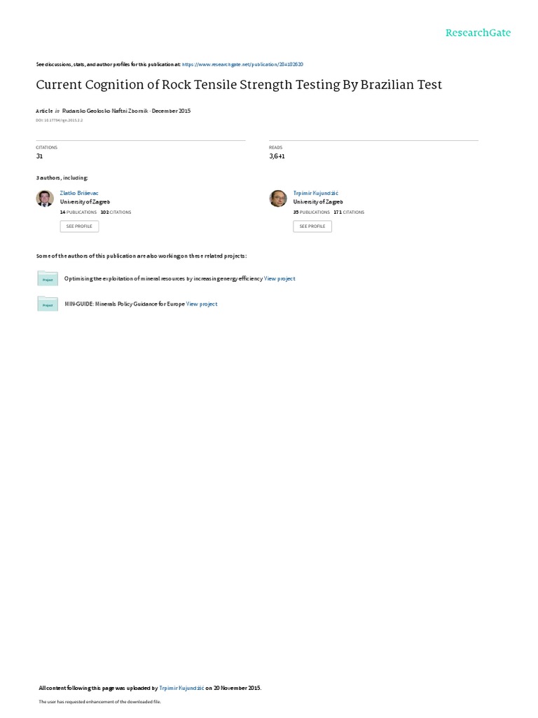 Current Cognition of Rock Tensile Strength Testing by Brazilian Test ...