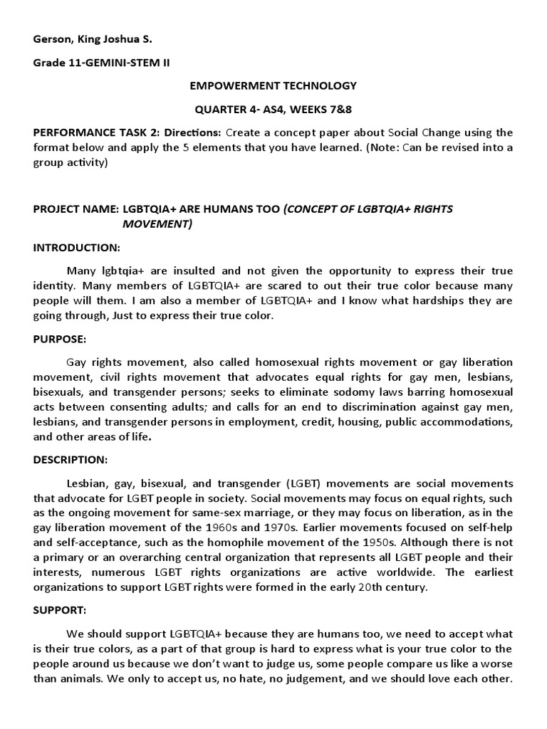 Empowerment Technology Performance Task2 | PDF | Lgbt | LGBTQIA+ Studies