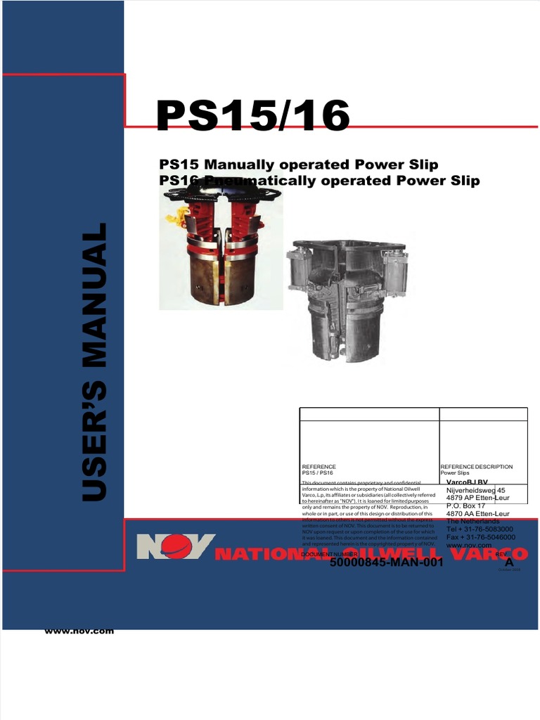 PS15 Manually Operated Power Slip PS16 Pneumatically Operated Power ...