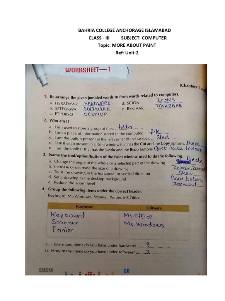 Class 3 Chap 2 Exercise ND Worksheet | PDF Class 3 Chap 2 Exercise ND Worksheet | PDF