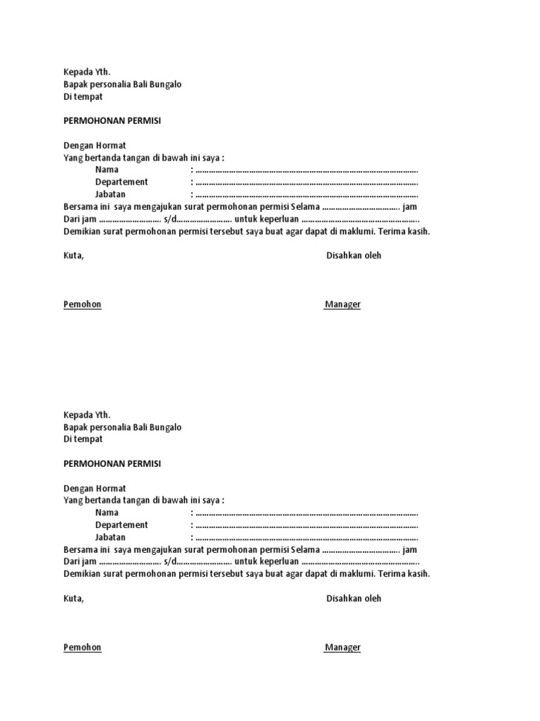 Permohonana Permisi | PDF
