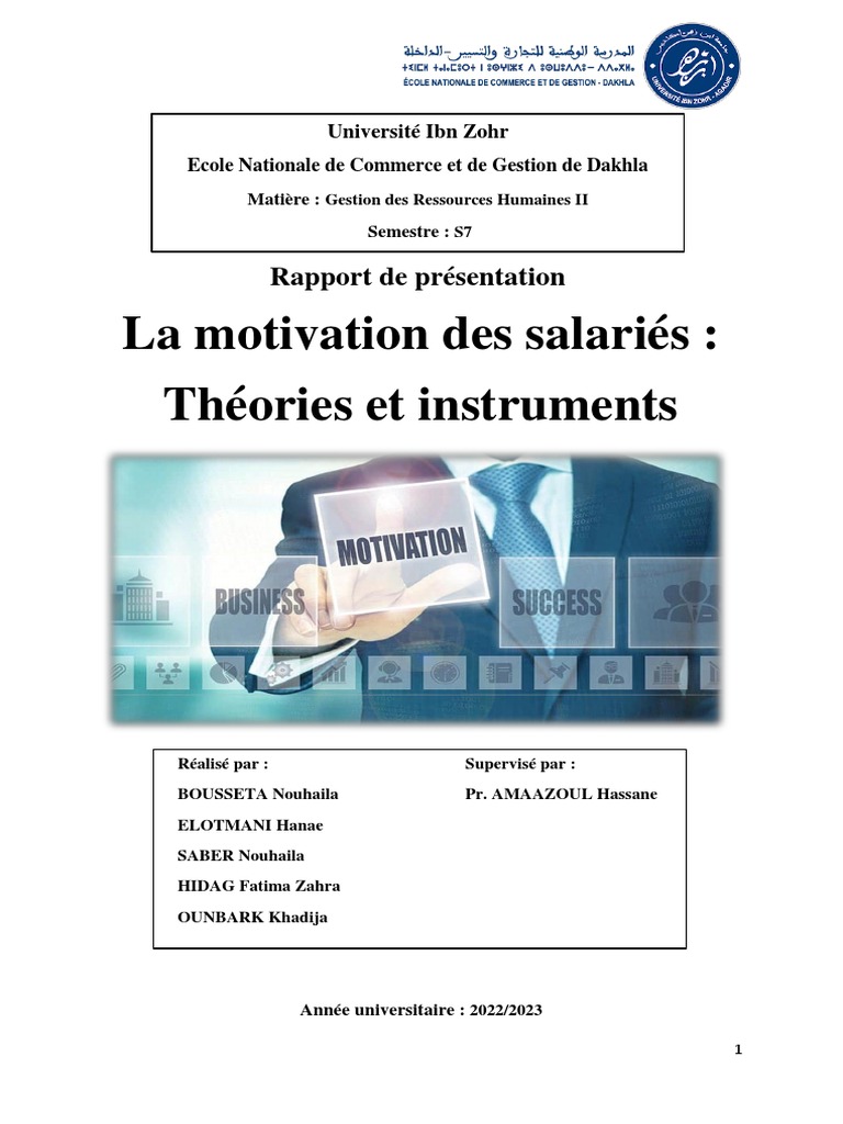 RAPPORT Bousseta Nouhaila Motivation Des Salariés WORD | PDF ...