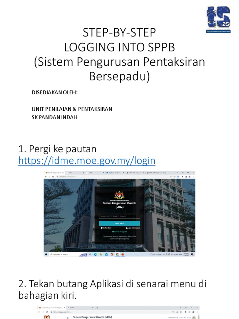 Step-By-Step Logging Into SPPB (Sistem Pengurusan Pentaksiran Bersepadu) | PDF