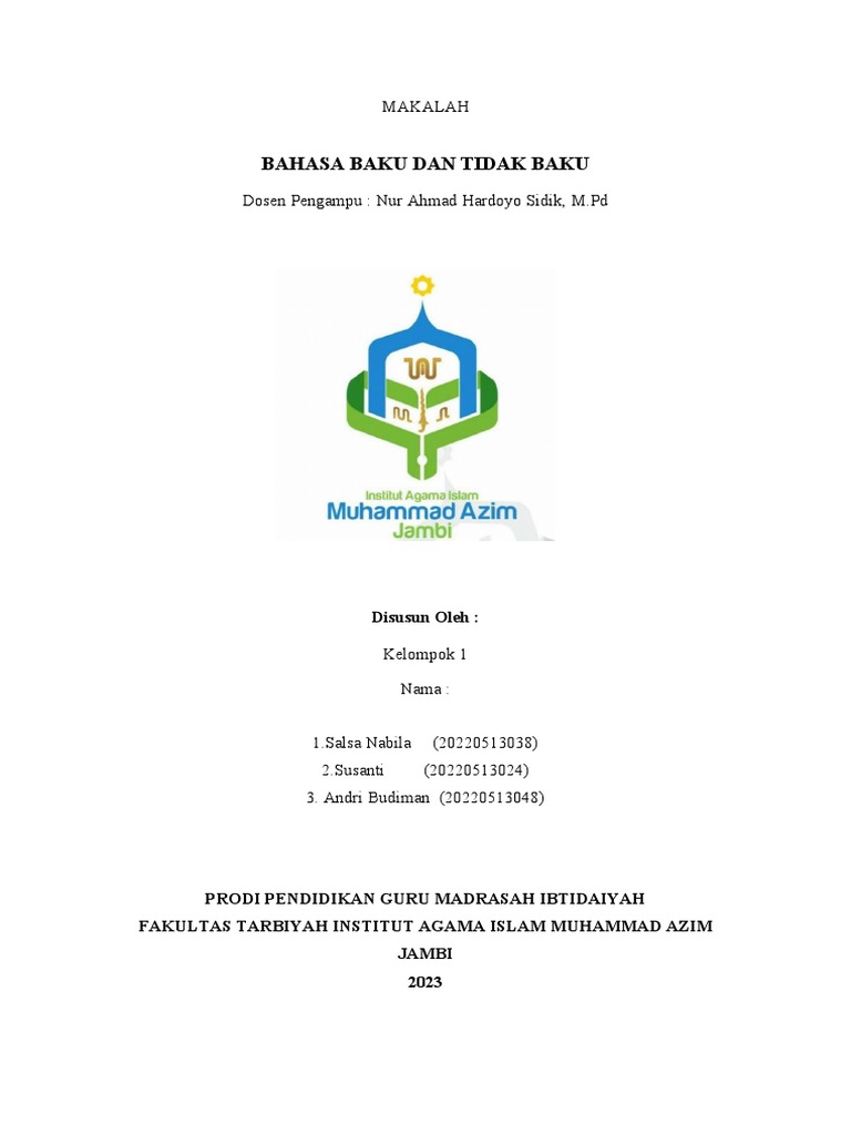 Makalah Kata Baku Dan Tidak Baku | PDF