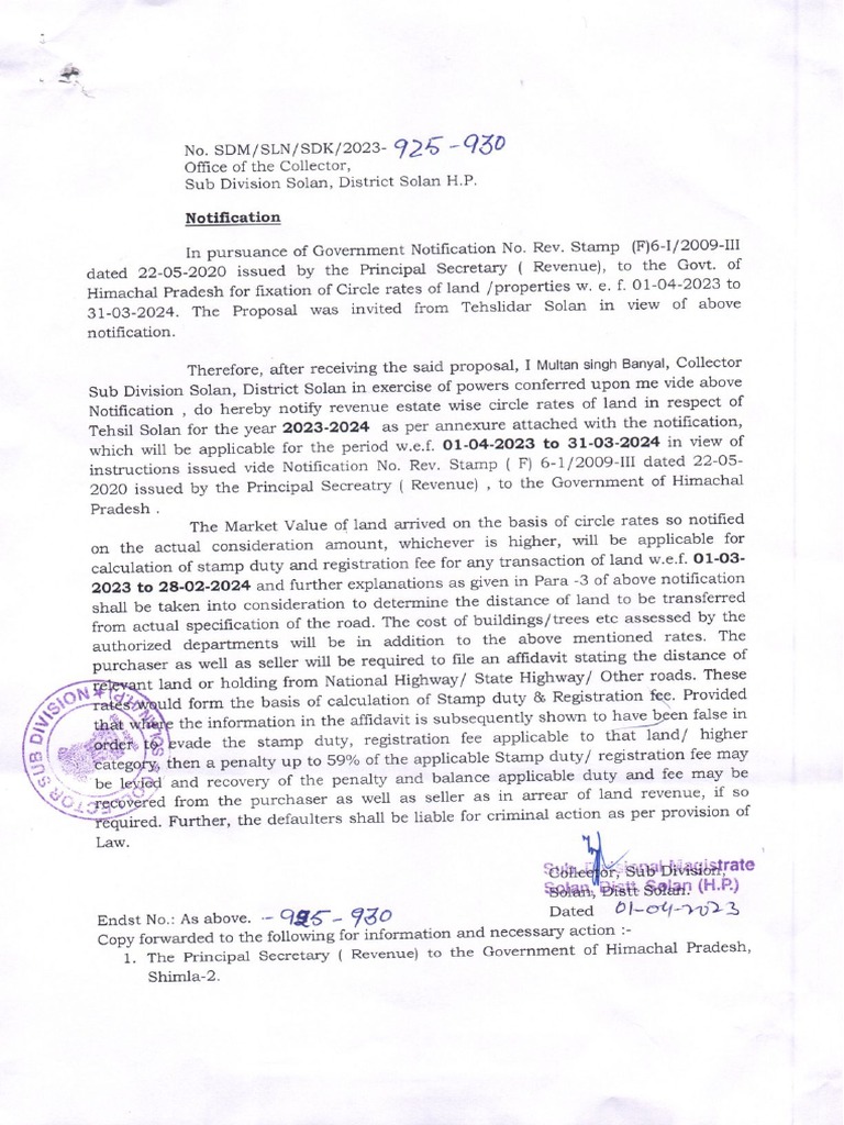 Circle Rate Notification Solan 2023-04-04 11 40 23 | PDF