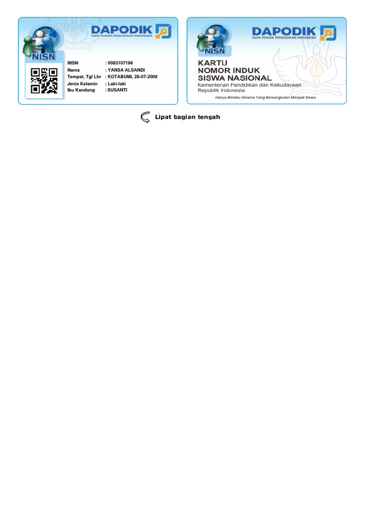 Data Siswa Yansa Alsandi NISN 0083107198 | PDF