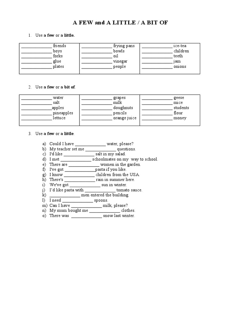 A Few A Little A Bit of Fun Activities Games - 31464 | PDF