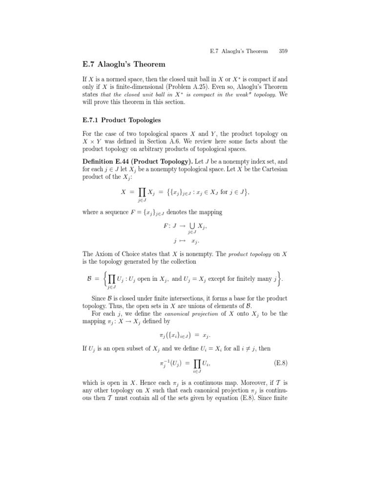Alaoglu's Theorem | PDF | Compact Space | Banach Space