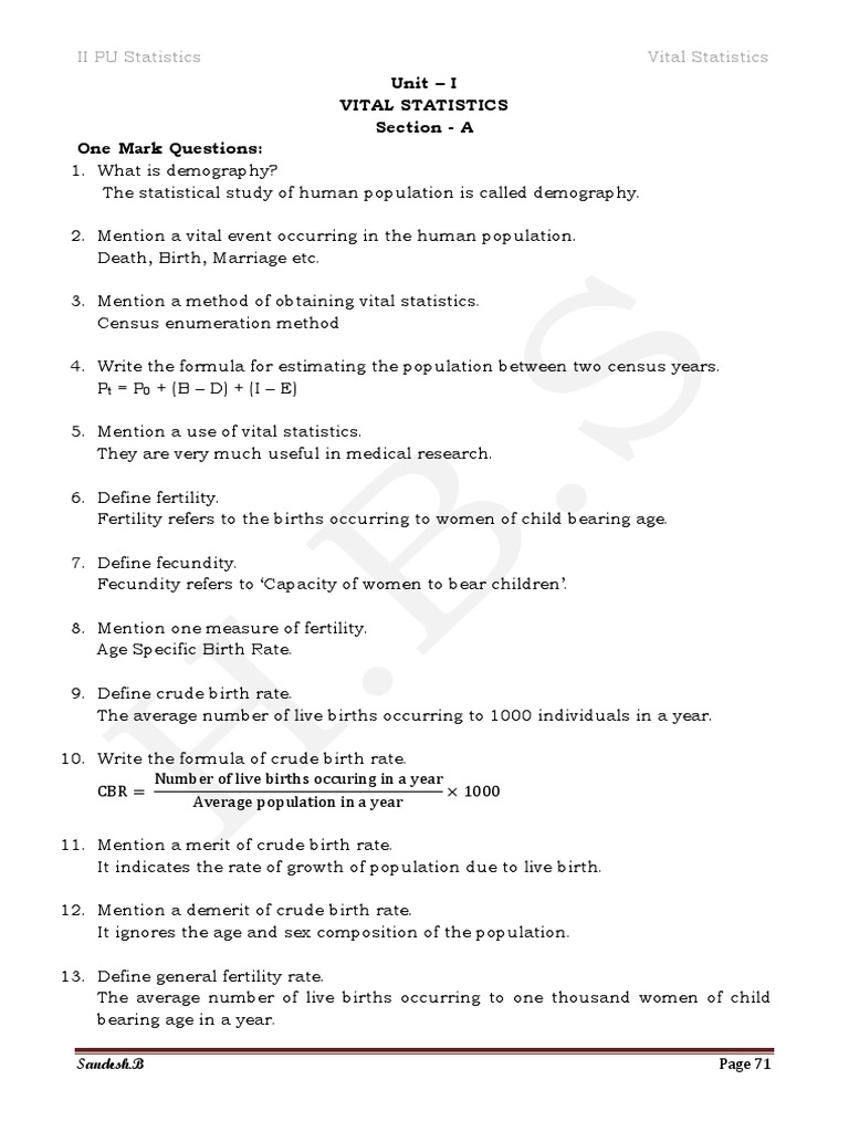 1.vital Statistics-1 | Download Free PDF | Mortality Rate | Total ...