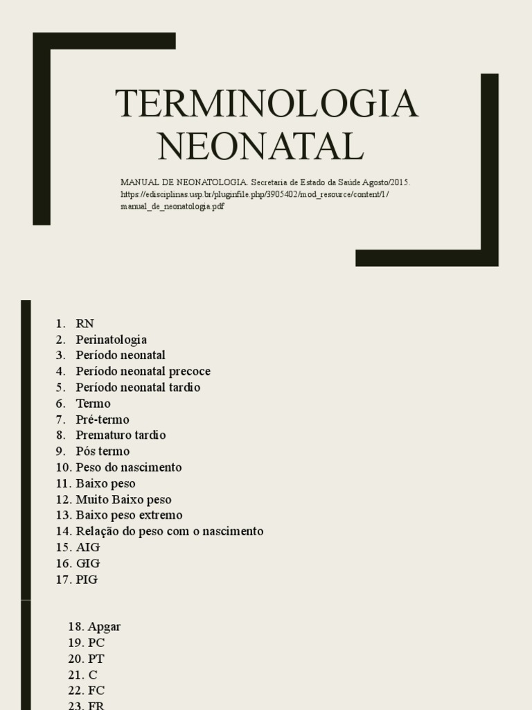 Terminologia Neonatal | PDF