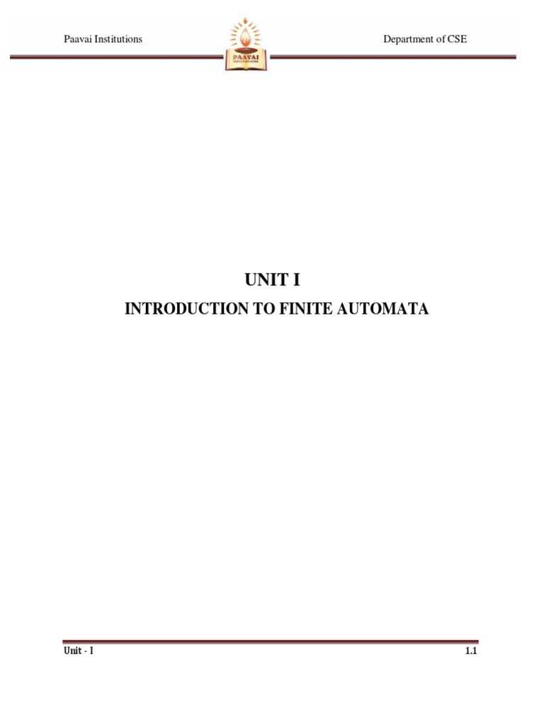 FLA Unit I-FA | PDF | Theory Of Computation | Mathematical Logic