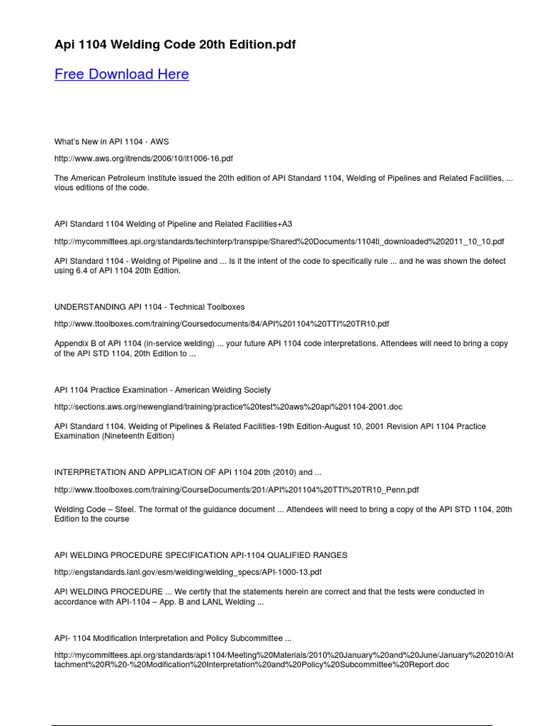 Fdocuments - in - Api 1104 Welding Code 20th Edition Pdfsdocuments2comwwwpdfsdocuments2coma73api ...