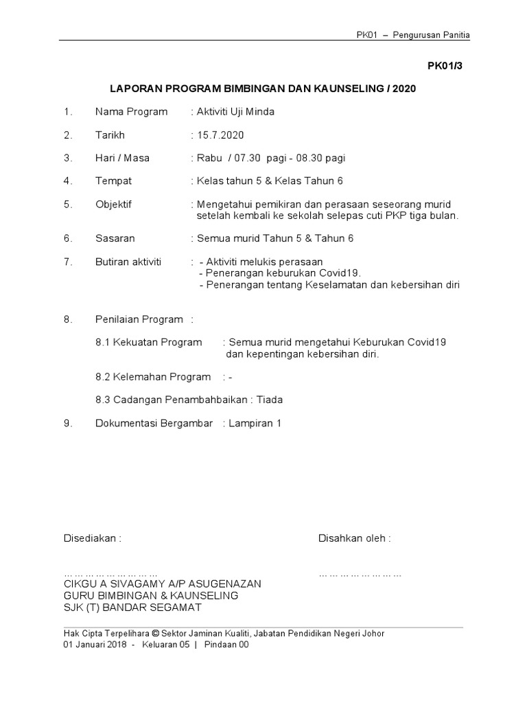 PK01-Laporan Aktiviti Uji Minda | PDF