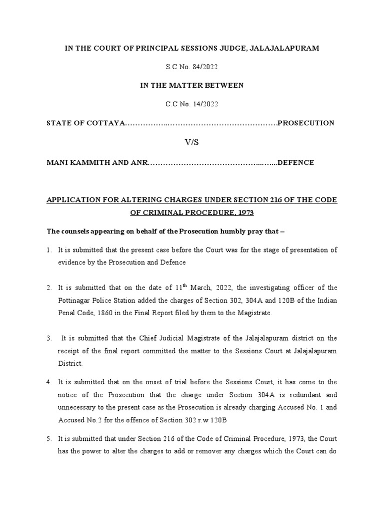 Application For Altering and Adding Charges - Application For ...