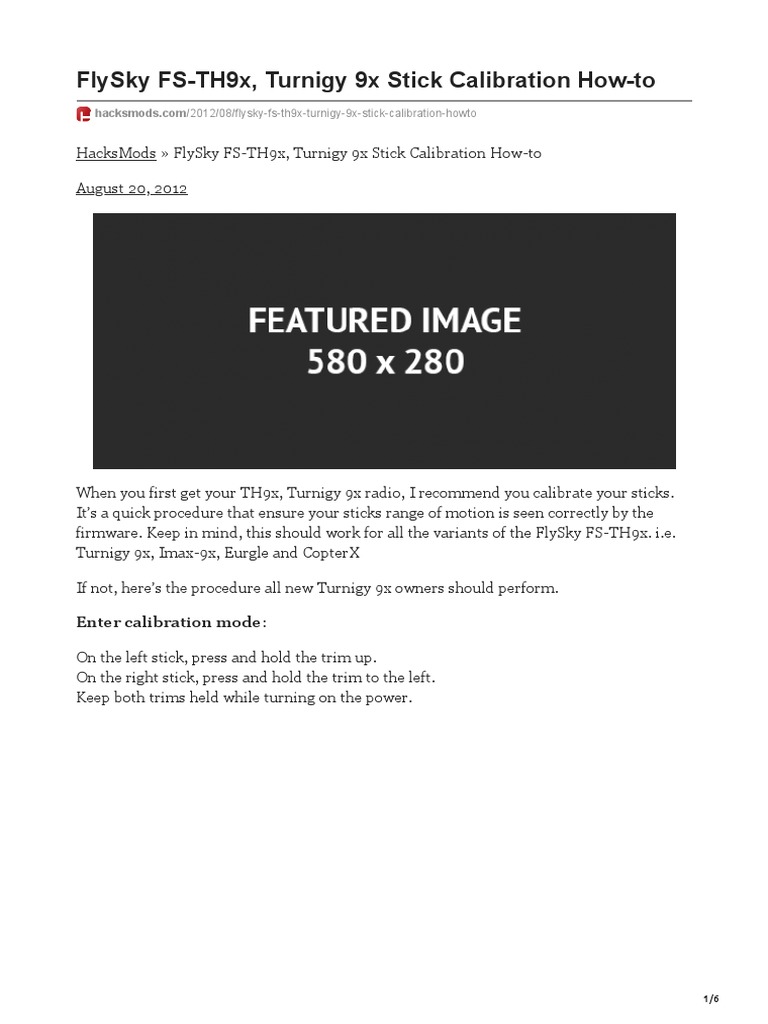 Turnigy 9x-FlySky FS-TH9x Turnigy 9x Stick Calibration How-To | PDF ...
