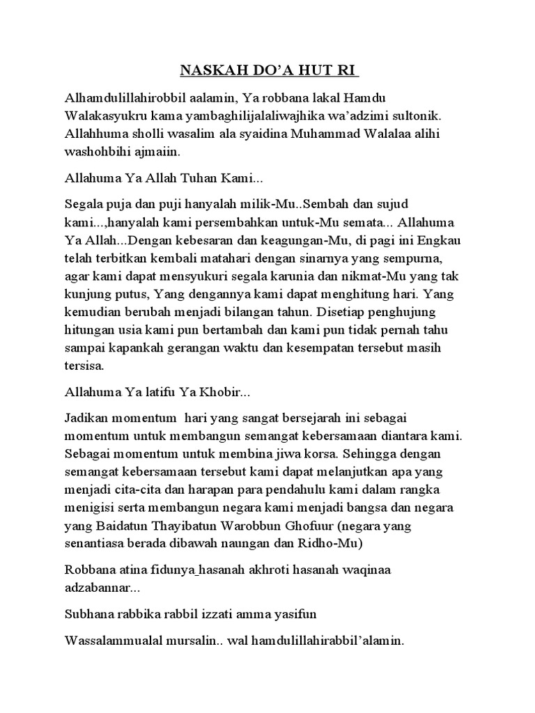 Naskah Doa Hut Ri | PDF