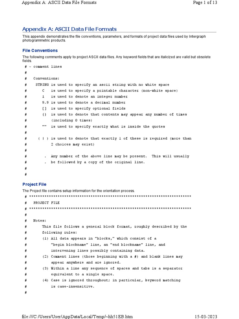 Isat Appendix A Ascii Data File Formats Pdf String Computer 0216