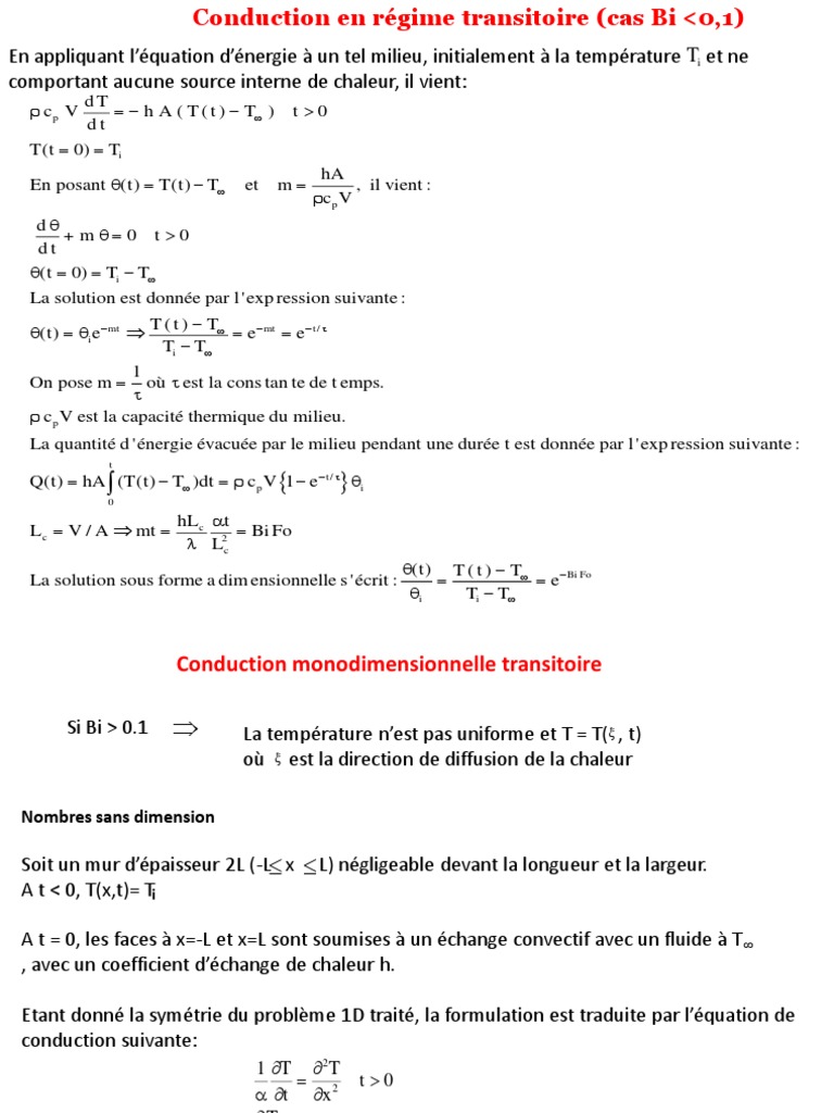 Conduction thermique transitoire en 1D et 2D | PDF | Conduction ...