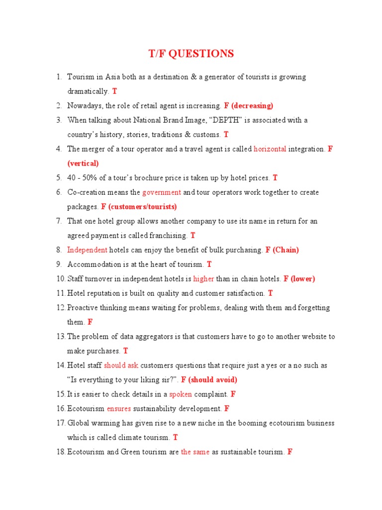 Revision TF Questions | PDF