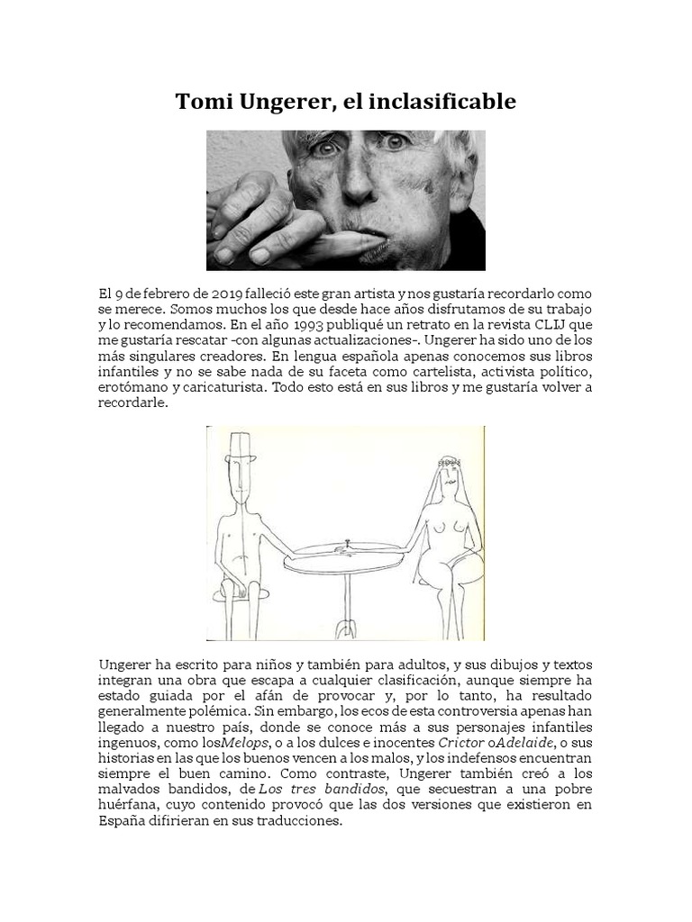 Tomi Ungerer Inclasificable | Descargar gratis PDF | Publicación