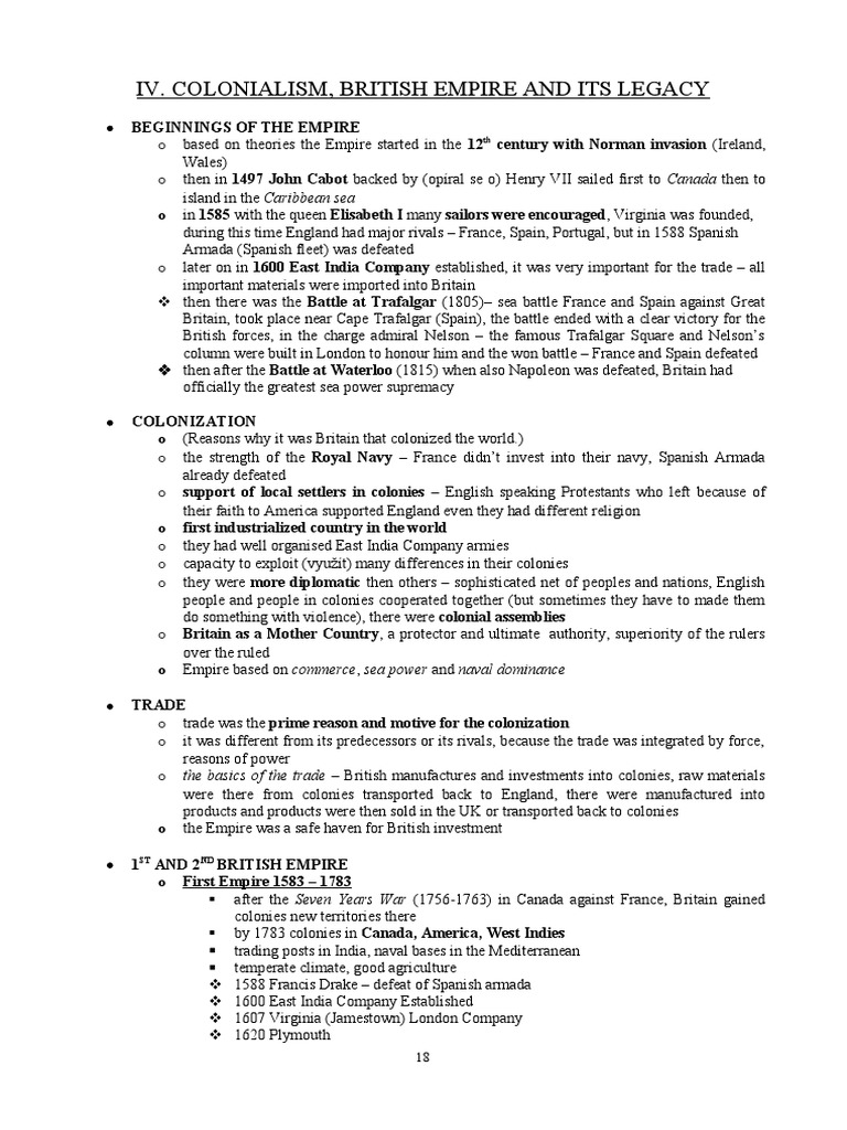 Iv. Colonialism, British Empire and Its Legacy | PDF | British Empire ...