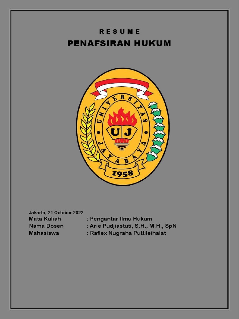 PIH - Resume Penafsiran Hukum - RAFLEX NUGRAHA P | PDF