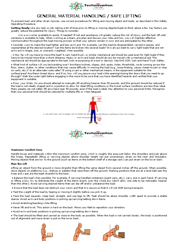 Safe Lifting and Handling Guide | PDF | Manufactured Goods