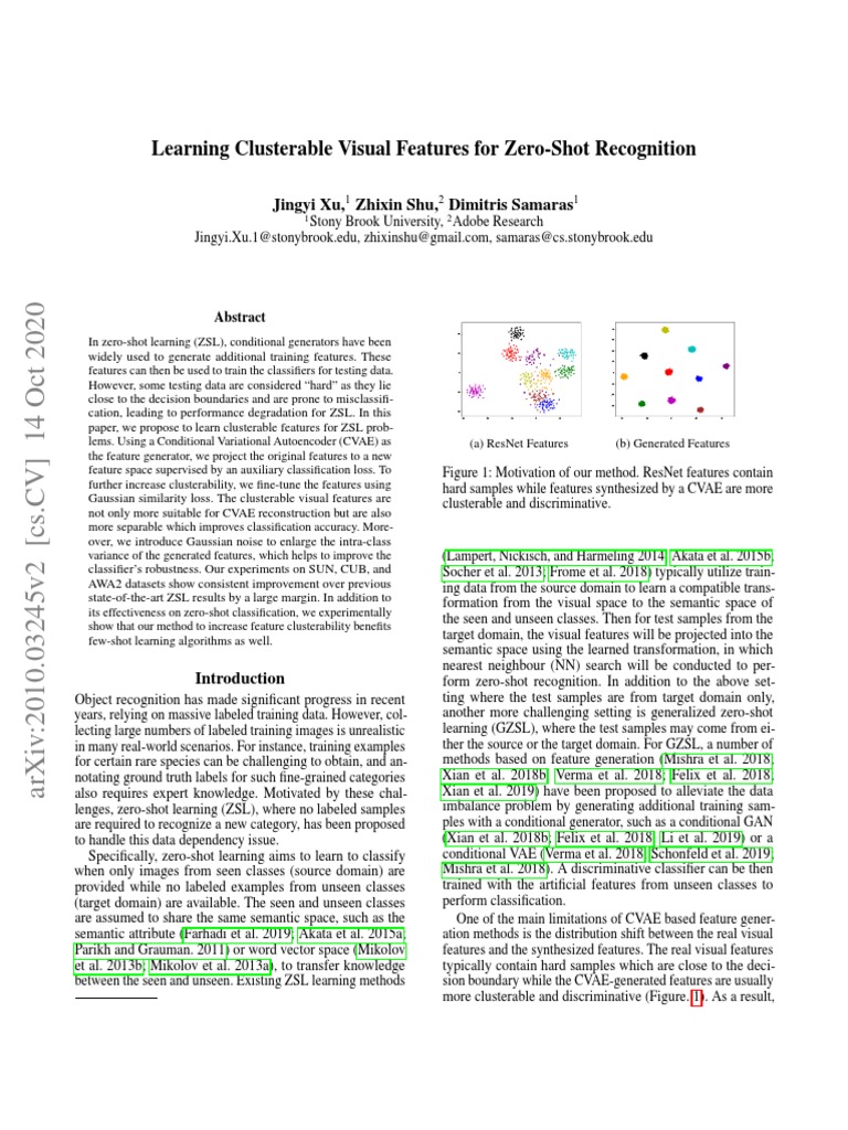 Learning Clusterable Visual Features For Zero-Shot Recognition | Download Free PDF | Cluster ...