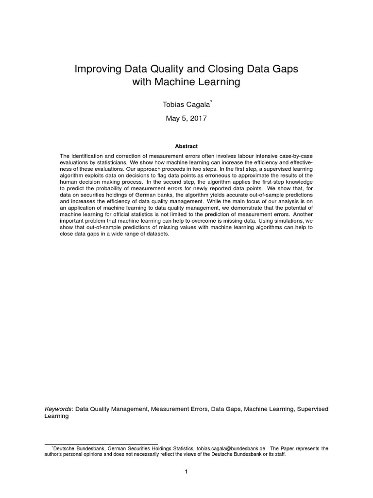 Improving Data Quality and Closing Data Gaps With Machine Learning | PDF | Regression Analysis ...