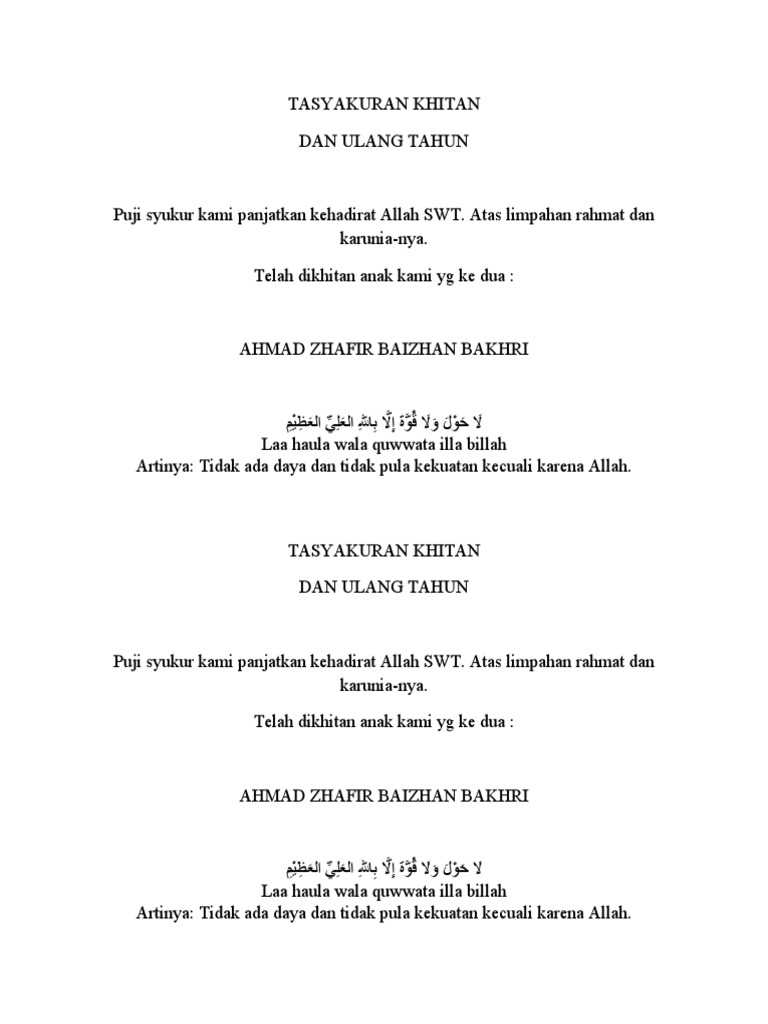 Tasyakuran Khitan | PDF