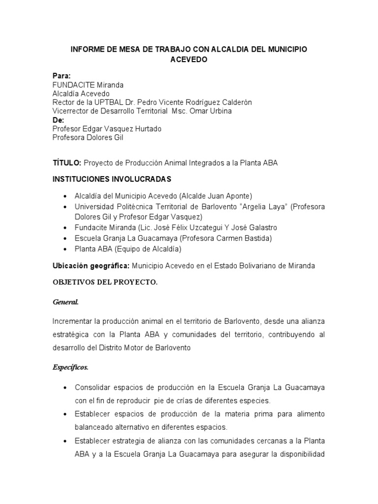 proyecto de produccción animal integrados a la planta ABA | PDF | Granjas | Alimentos
