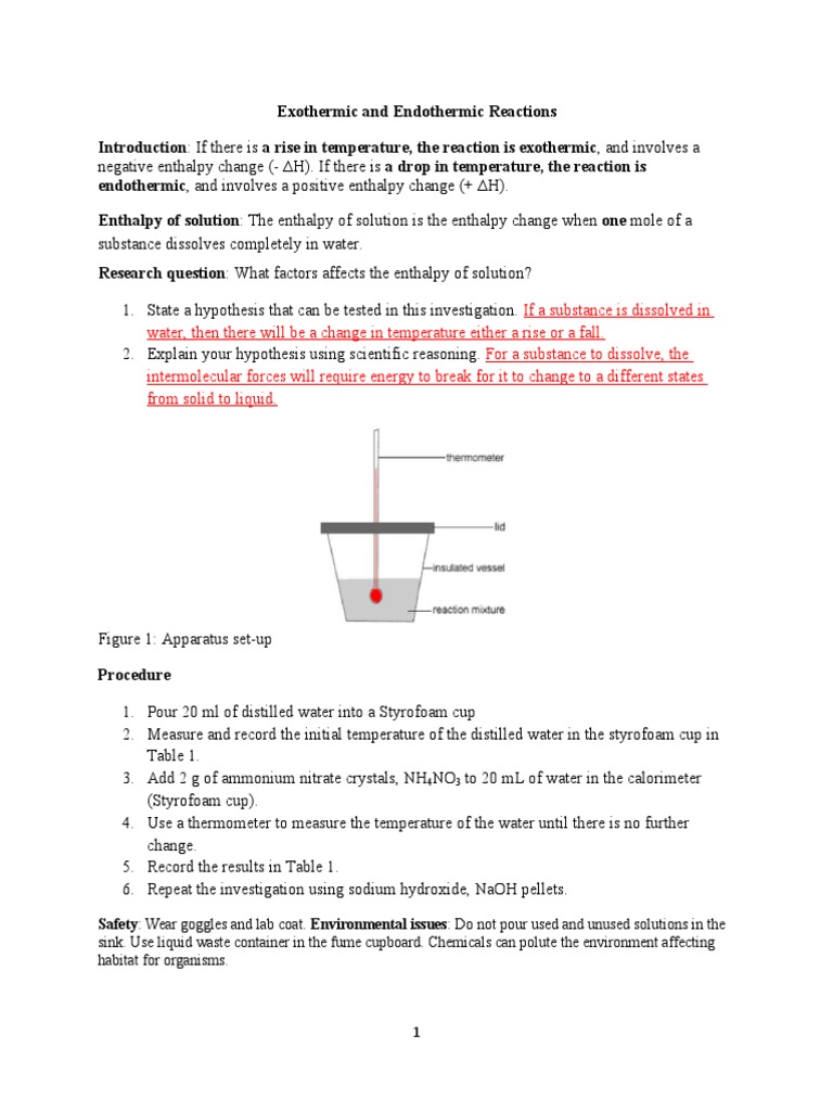 Exothermic and Endothermic Reactions | PDF | Sodium Hydroxide | Salt ...