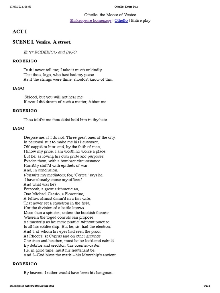 Othello: Complete Shakespearean Play | PDF | Othello | Iago