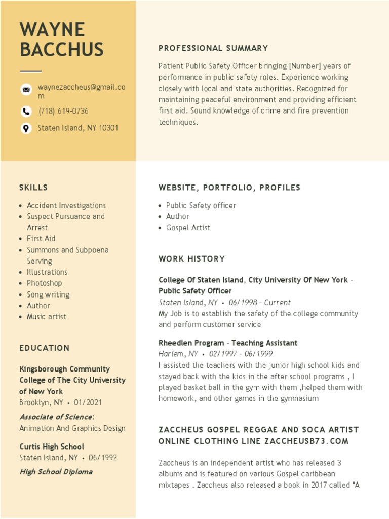 Wayne Bacchus: Professional Summary | PDF