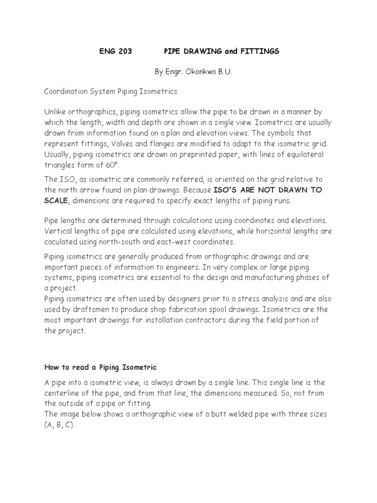 ENG203 Pipe Drawing | PDF | Pipe (Fluid Conveyance) | Chemistry