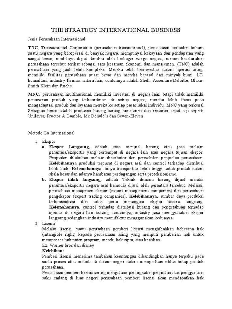 The Strategy International Business | PDF