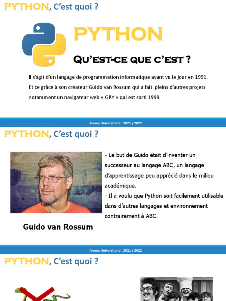 PYTHON1 | PDF | Python (Langage de programmation) | Langage de ...