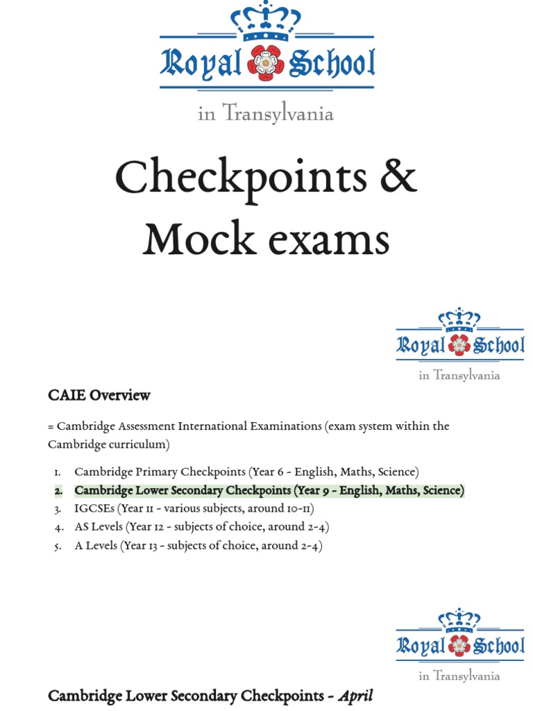 Checkpoints & Mock Exams | PDF | Educational Stages | Schools