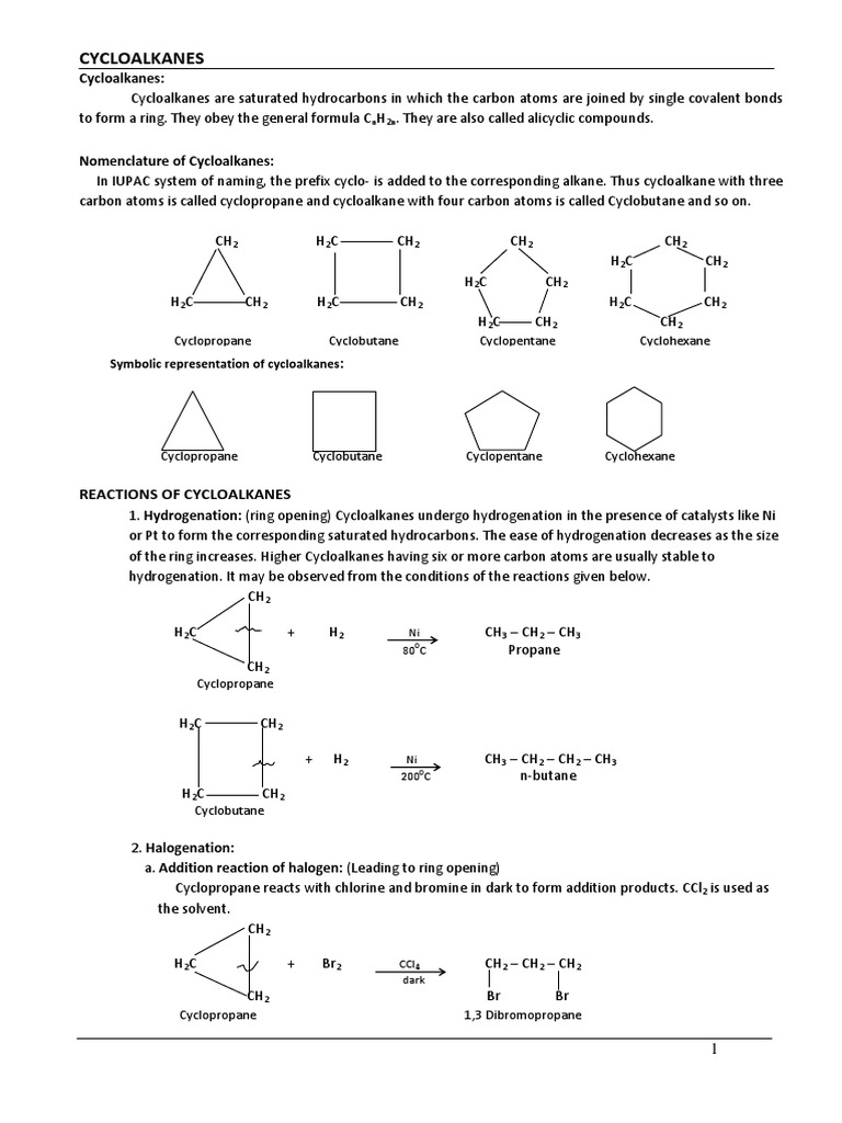 Cyclo Alkanes Complt | PDF | Chemistry | Organic Chemistry