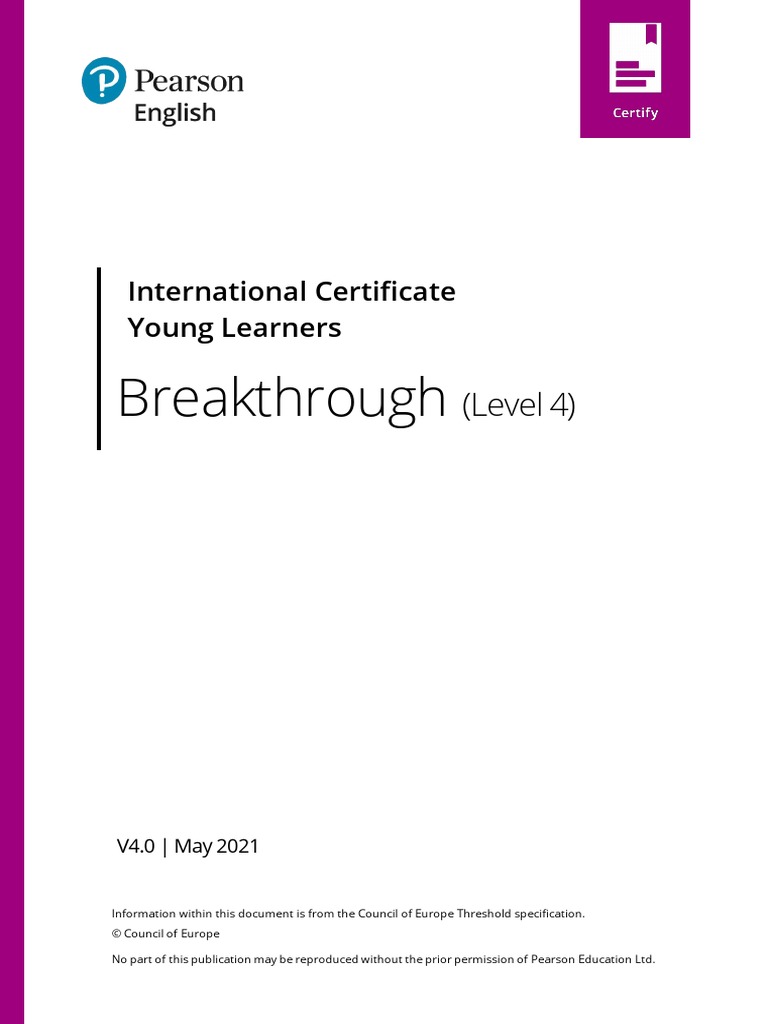Breakthrough: International Certificate Young Learners | PDF