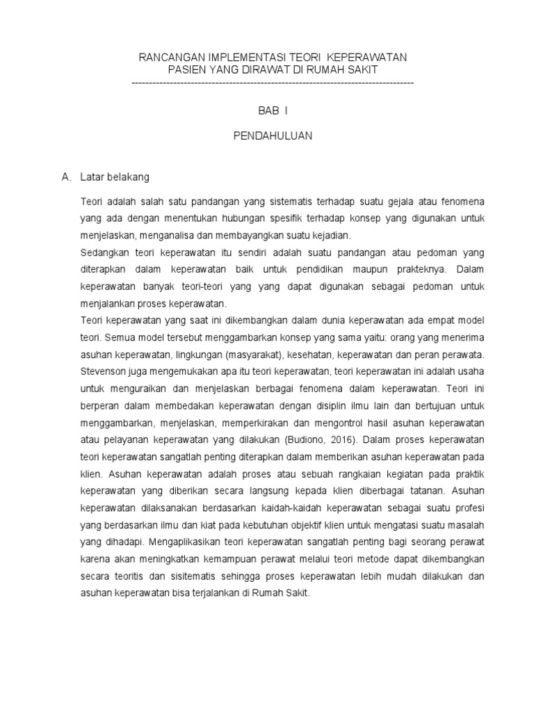 Rancangan Implementasi Teori Keperawatan | PDF