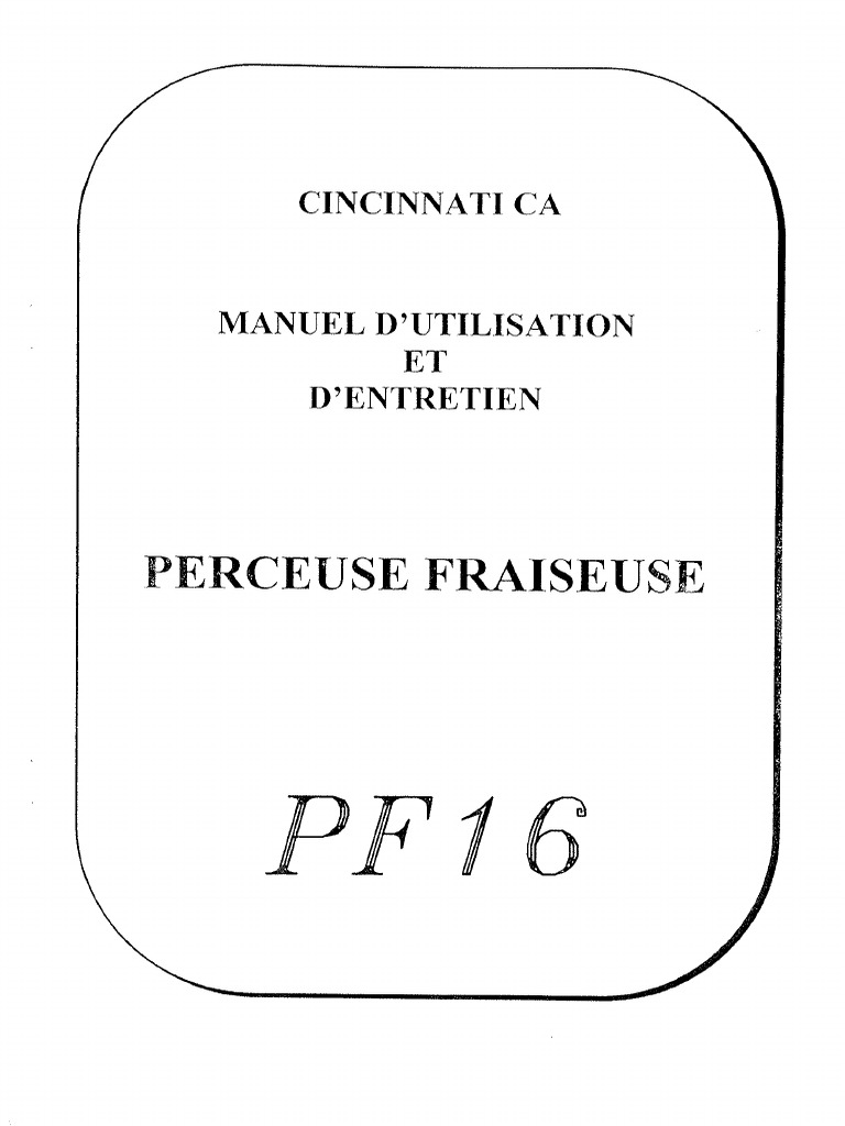 Cincinnati pf16 Manuel Perceuse-Fraiseuse | PDF