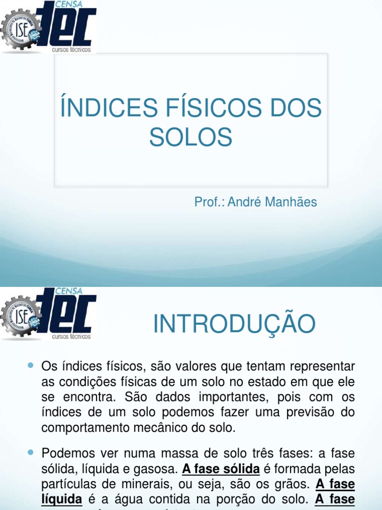 +ìndices F+¡sicos | PDF | Solo | Densidade